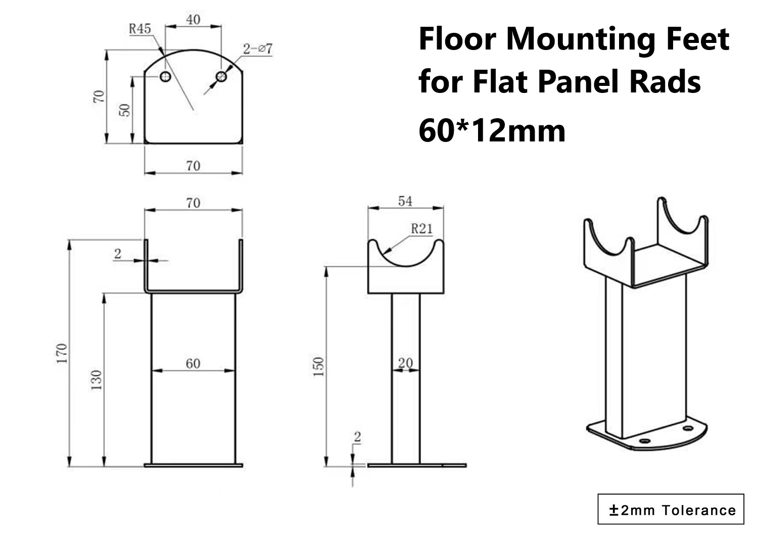 Floor Mounting Feet Support Legs for Cast Iron Style Flat Panel Oval ...